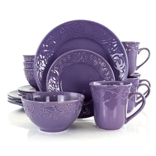 ELAMA Lilac Fields 16-piece Dinnerware Set - Purple