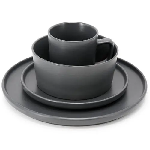 ELAMA Luxmatte Dark 16 Piece Dinnerware Set - Grey