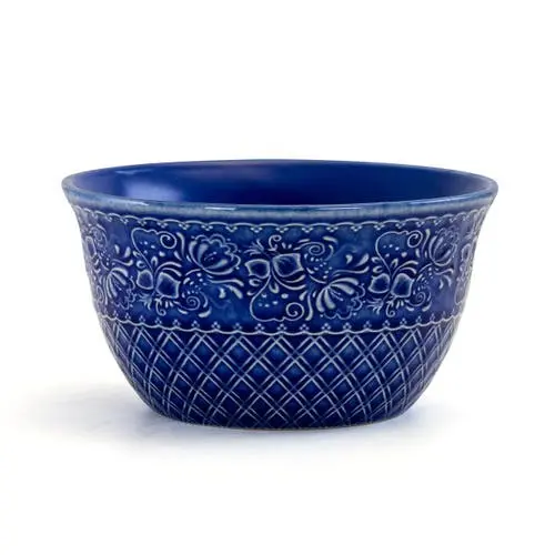 ELAMA Indigo Lotus 16 Piece Square Dinnerware Set