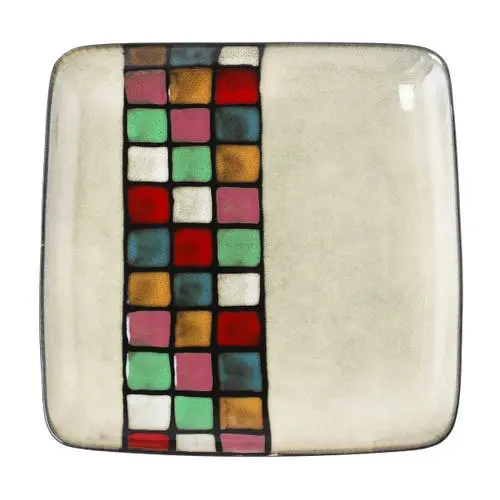 ELAMA Color Melange 16 Piece Multicolo Square Stoneware Dinnerware Set