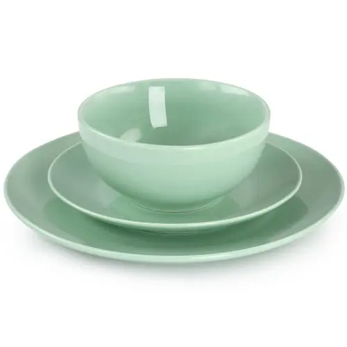 ELAMA Luna 18 Piece Porcelain Dinnerware Set - Green