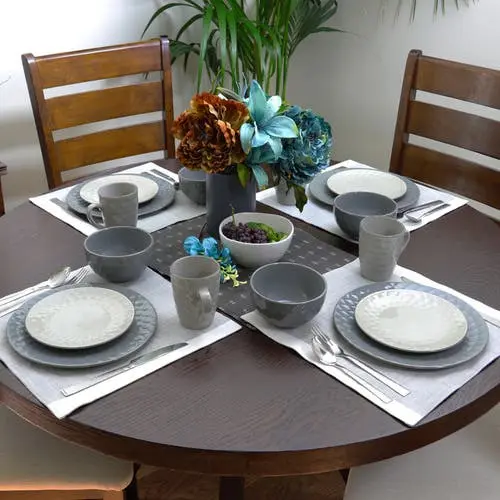 ELAMA Tahitian Pearl 16 Piece Stoneware Dinnerware Set