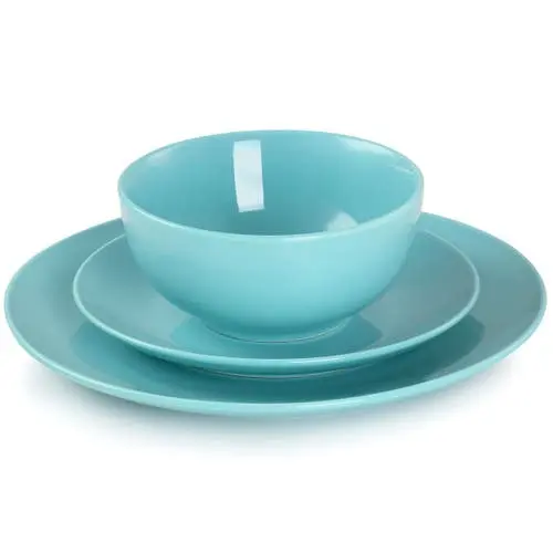 ELAMA Luna 18 Piece Porcelain Dinnerware Set - Blue