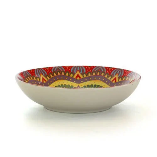 ELAMA Zen Mozaik 16 Piece Luxurious Stoneware Dinnerware With Complete Setting For 4 - Red