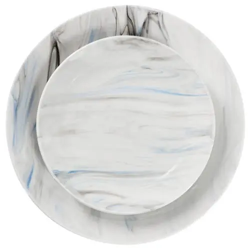 ELAMA Fine Marble 16 Piece Porcelain Dinnerware Set - Blue