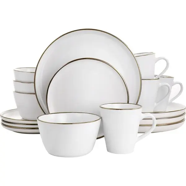 ELAMA Arthur 16 Piece Stoneware Dinnerware Set - White