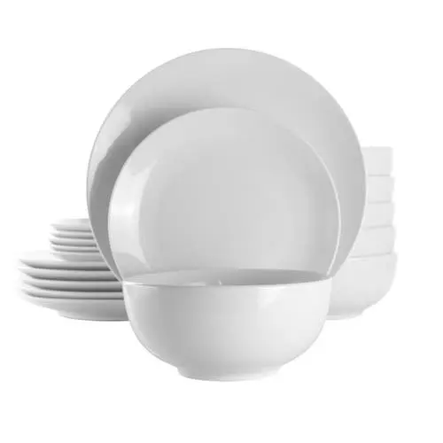 ELAMA Luna 18 Piece Porcelain Dinnerware Set - White
