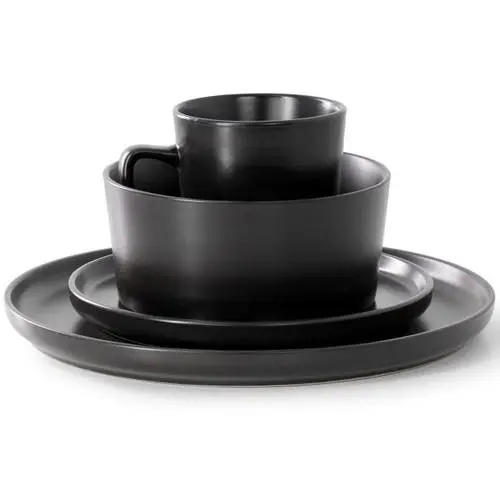 ELAMA Luxmatte 16 Piece Dinnerware Set - Black