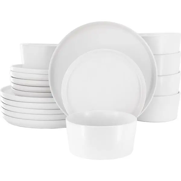 ELAMA Josh 18 Piece Stoneware Dinnerware Set - White