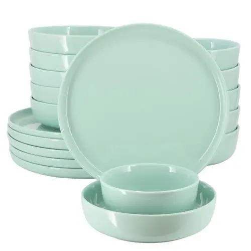 ELAMA Duncan 18 Piece Porcelain Dinnerware Set - Green