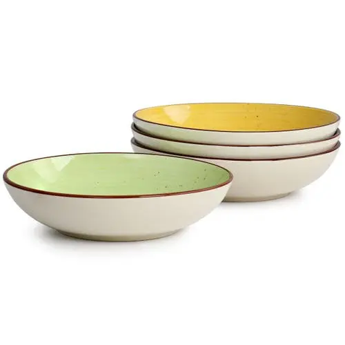 ELAMA Hudson 12 Piece Double Bowl Stoneware Dinnerware Set