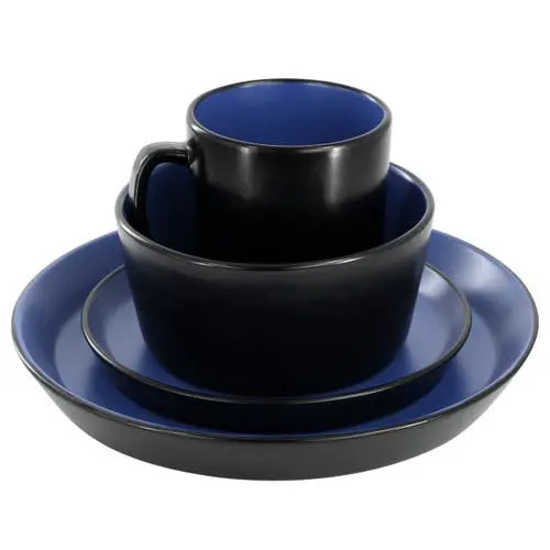 ELAMA Bacarra 16 Piece Stoneware Dinnerware Set - Blue