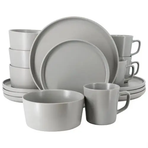 ELAMA Luxmatte Light 16 Piece Dinnerware Set - Grey