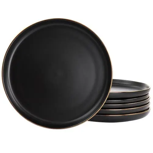 ELAMA Paul 6 Piece Stoneware Dinner Plate Set - Black