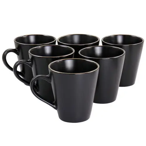 ELAMA Paul 6 Piece Stoneware Mug Set - Black