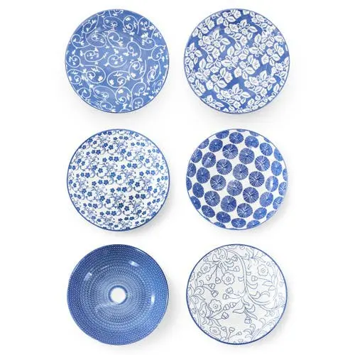 ELAMA Aurora 6 Piece Assorted Porcelain Bowl Set