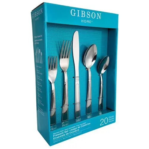 GIBSON HOME Creston 20-piece Flatware Set With Tumble Finish - Metallic Silver