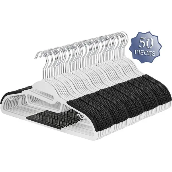 ELAMA 50 Piece Non Slip Hanger With U-slide - Black