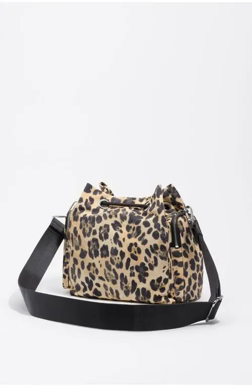 Bimba Y Lola Leopard Nylon Pocket Bucket Bag