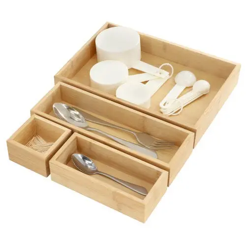 MEGACHEF Wood Storage And Organization Trays - Bamboo