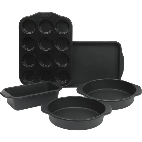 OSTER Teston Platinum Collection 5 Piece Nonstick Carbon Steel Bakeware Set - Black