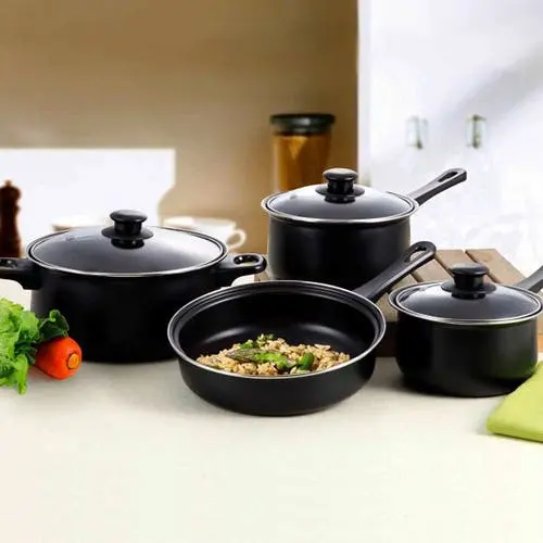 GIBSON HOME Chef Du Jour 7 Piece Carbon Steel Nonstick Cookware Set