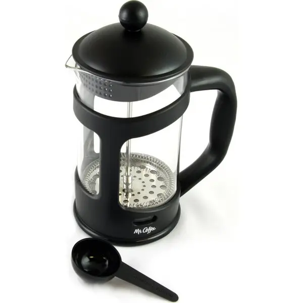 MR COFFEE Brivio 28 Ounce Glass French Press Coffee Maker With Plastic Lid - Black