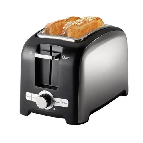 OSTER 2 Slice Toaster With Extra-wide Slots In Brushed Stainless Steel - Black