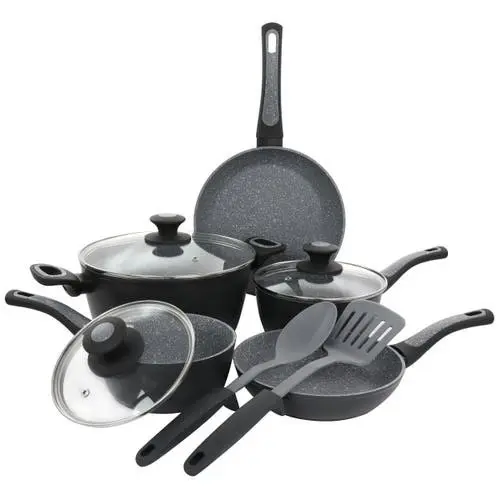 OSTER 10 Piece Non-stick Aluminum Cookware Set - Black