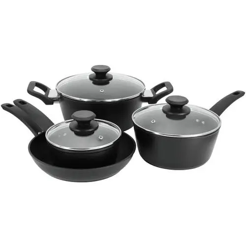 OSTER Connelly 7 Piece Textu Nonstick Aluminum Cookware Set - Black
