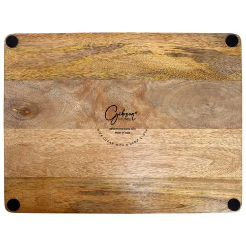 GIBSON HOME 16 Inch Duo Tone Rectangular Wood Serving Platter