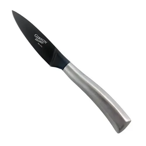 GIBSON HOME Opus 3.5 Inch. Stainless Steel Paring Knife With Black Blade - Silver