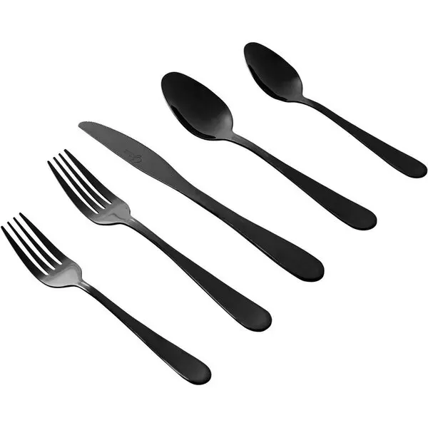 Gibson Stravidia 20 Piece Flatware Set Stainless Steel - Black