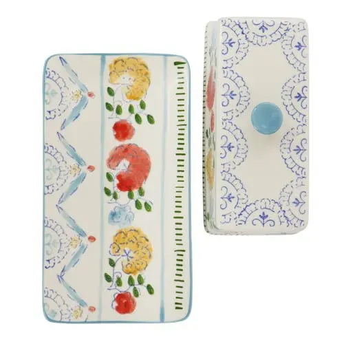 GIBSON ELITE Anaya 5 Piece Hand Painted Stoneware Table Accessory Set