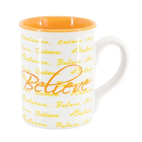 GIBSON HOME Inspirational Words Believe 4 Piece 16 Ounce Stoneware Mug Set