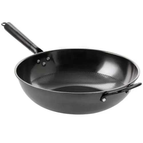 GIBSON HOME Debossed 13 Inch Heavy Gauge Carbon Steel Wok - Black