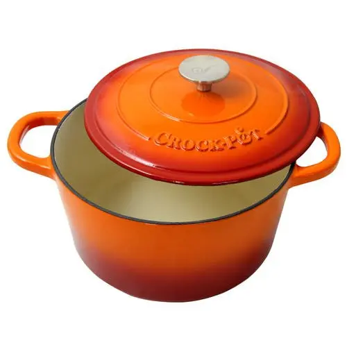 CROCK-POT 5 Quart Round Enameled Cast Iron Dutch Oven - Orange