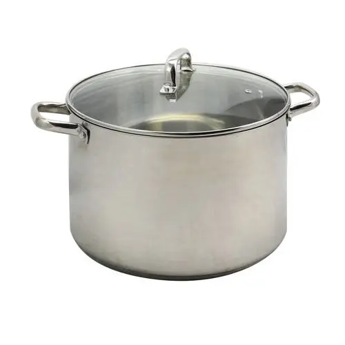 OSTER Adenmore 16 Quart Stainless Steel Stock Pot With Tempe Glass Lid - Metallic Silver
