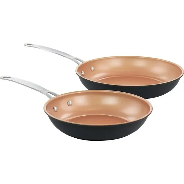 GIBSON HOME Chestnut 2 Piece Nonstick Carbon Steel Frying Pan Set - Metallic Silver