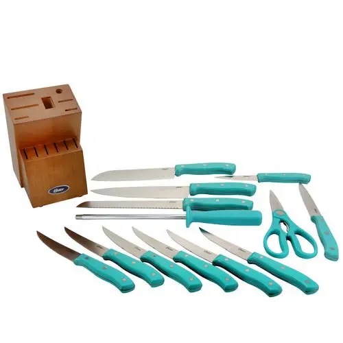 OSTER Evansville 14 Piece Stainless Steel Blade Cutlery Set With Plastic Handles