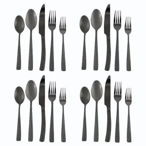GIBSON ELITE Stonehenge 20 Piece Flatware Set - Black