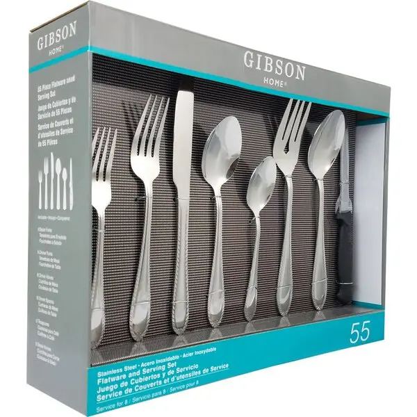 GIBSON HOME Wilmington Plus 55-piece Flatware Set - Silver