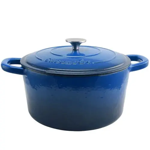 CROCK-POT 7 Quart Round Cast Iron Dutch Oven - Blue