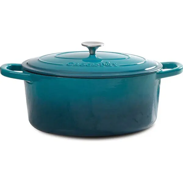 CROCK-POT 5 Quart Round Enameled Cast Iron Dutch Oven - Blue