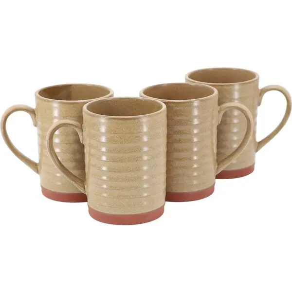 GIBSON HOME Terra Bella 4 Piece 18.5 Ounce Terracotta Mug Set - Beige