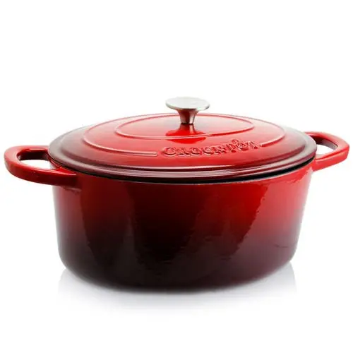 CROCK-POT 7 Quart Oval Enameled Cast Iron Dutch Oven - Red