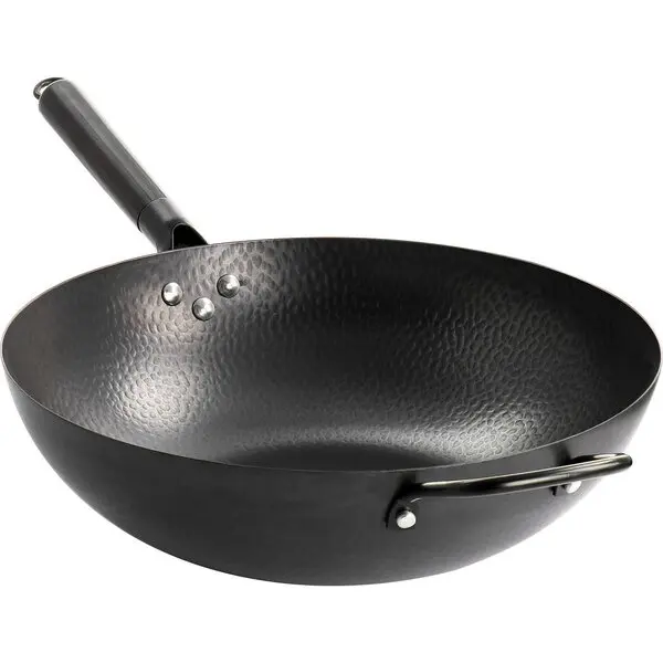 GIBSON HOME Hamme 13 Inch Heavy Gauge Carbon Steel Wok - Black
