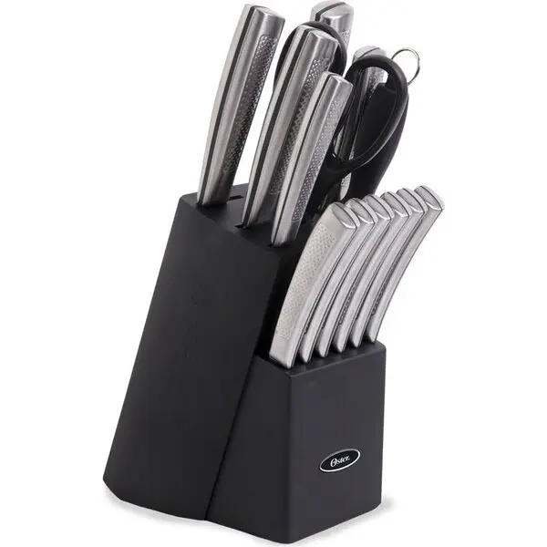OSTER Wellisford 14 Piece Stainless Steel Cutlery Set With Rubber Wood Block - Black