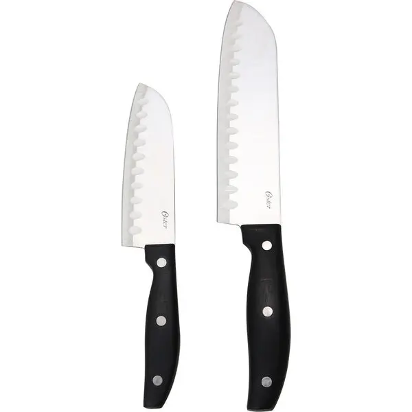 OSTER Granger 2 Piece Stainless Steel Santoku Knife Set With Handles - Black