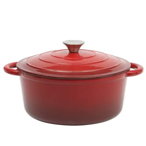 GIBSON HOME Addlestone 5 Quart Enameled Cast Iron Dutch Oven With Lid - Red
